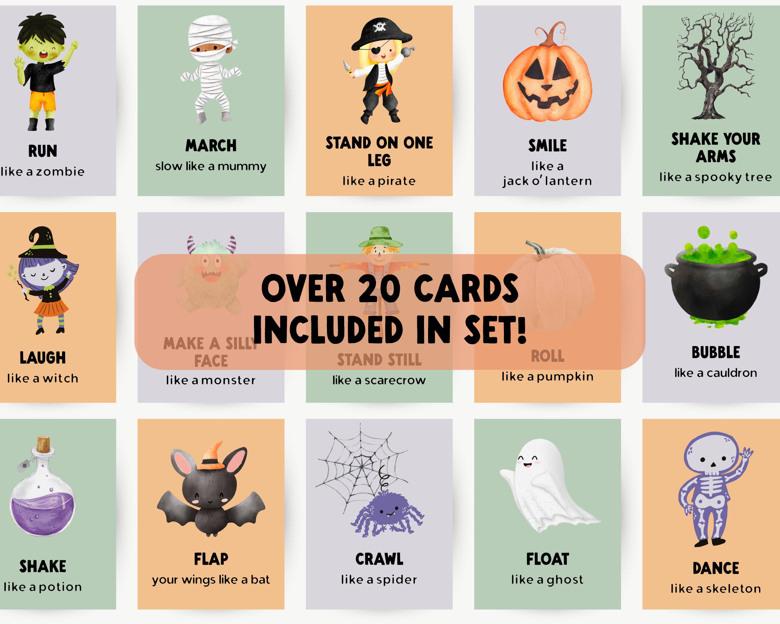 Halloween Movement Cards, Educational Preschool Fall Activity ...