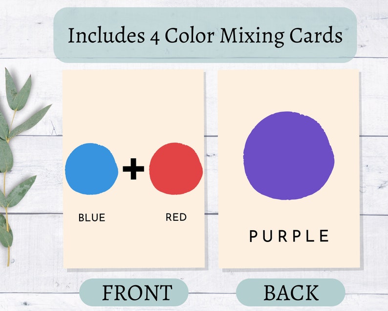 30 Toddler Color Flashcards Printable Montessori Color Mixing Education ...