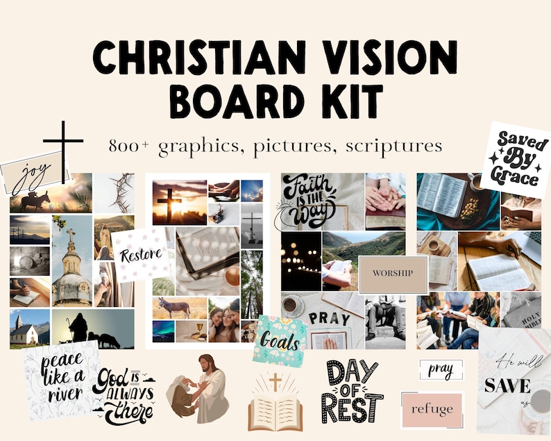 Christian Vision Board With 800+ Elements: Images, Scripture, Graphics ...