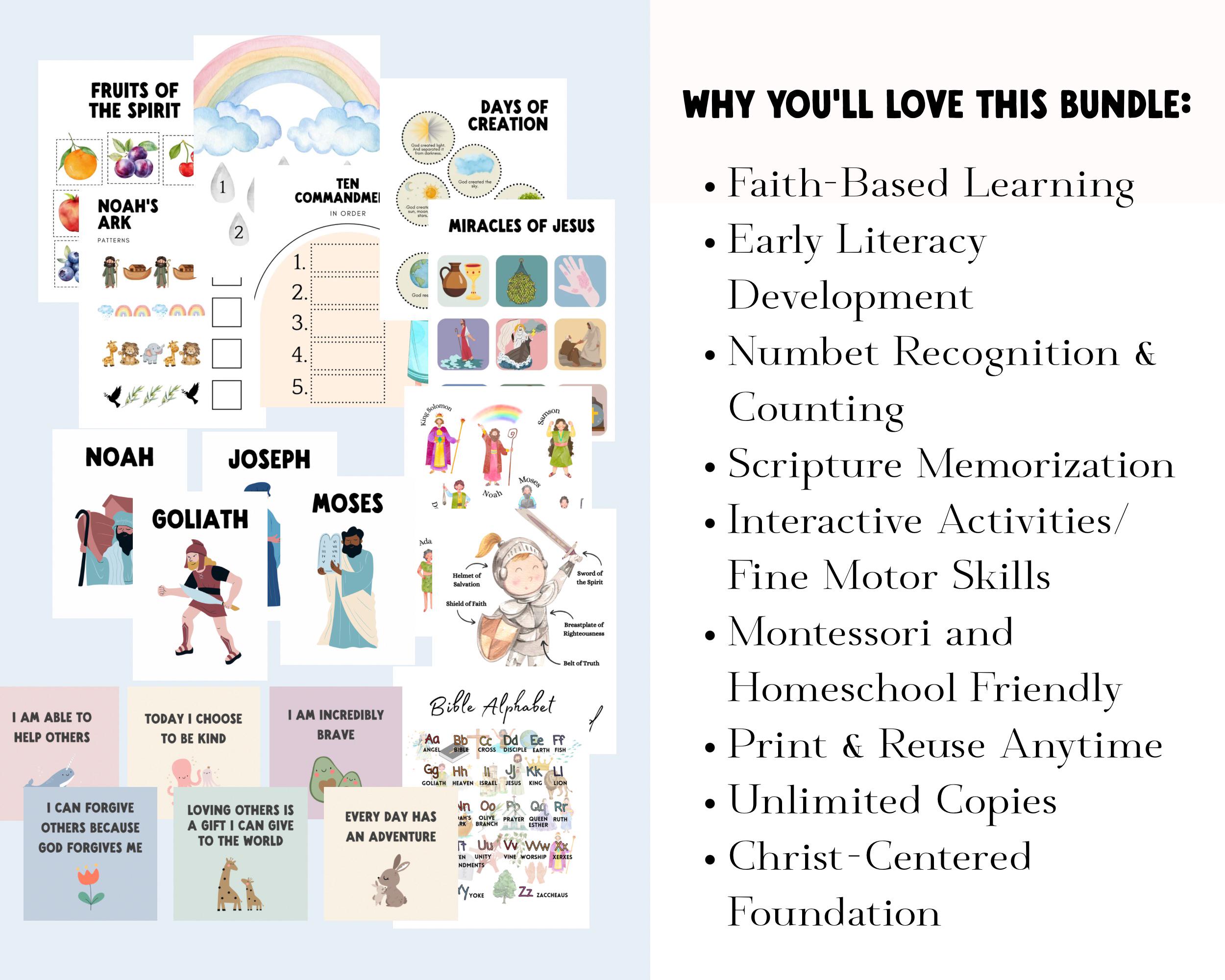 Christian Preschool Bundle: Scripture Posters, Bible Busy Book ...