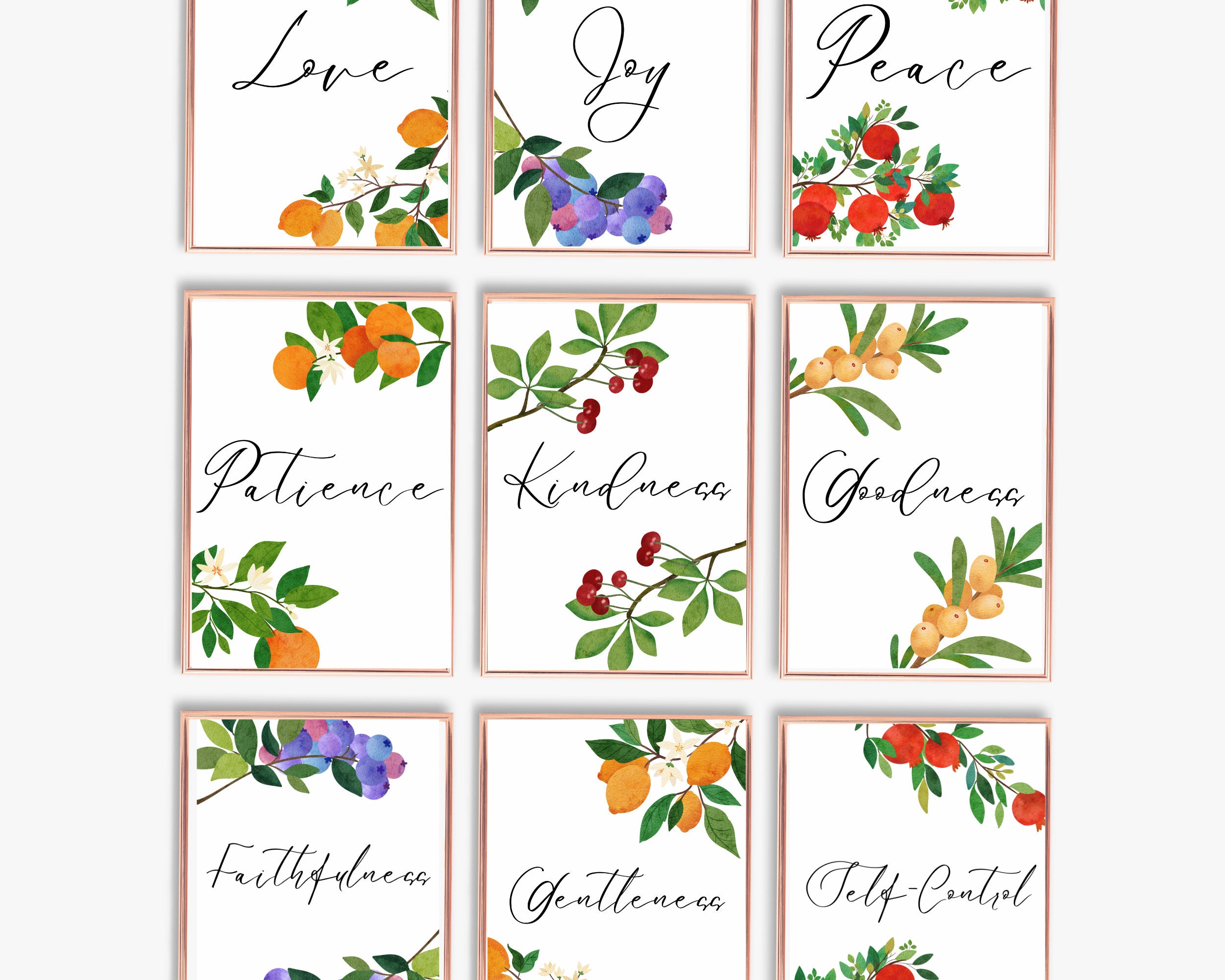 Fruit of the Spirit Wall Art Scripture Posters Set of 9 Christian Wall ...