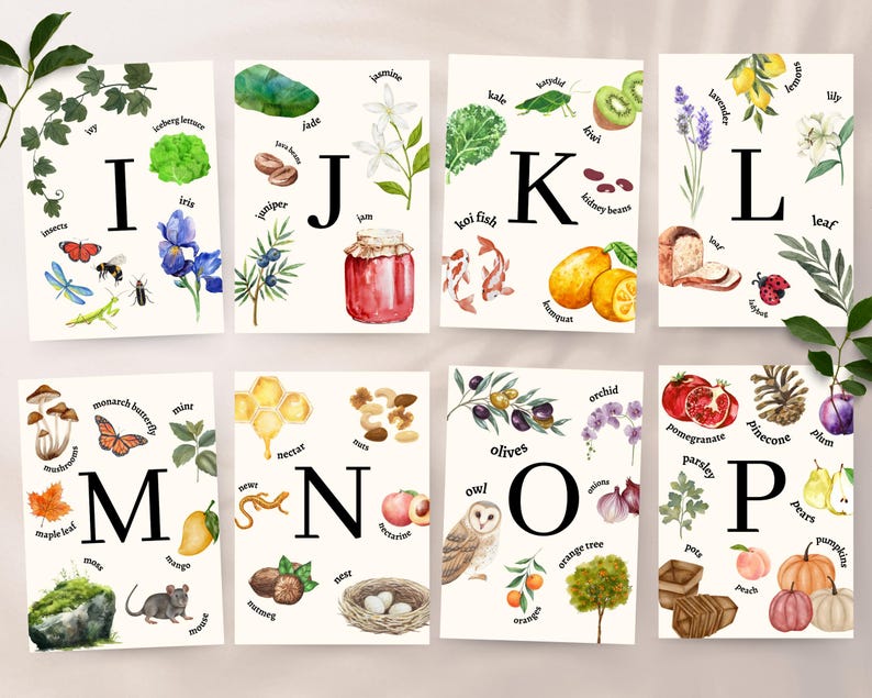 Garden Alphabet Flashcards Printable | Botanical Nature Scavenger Hunt ...