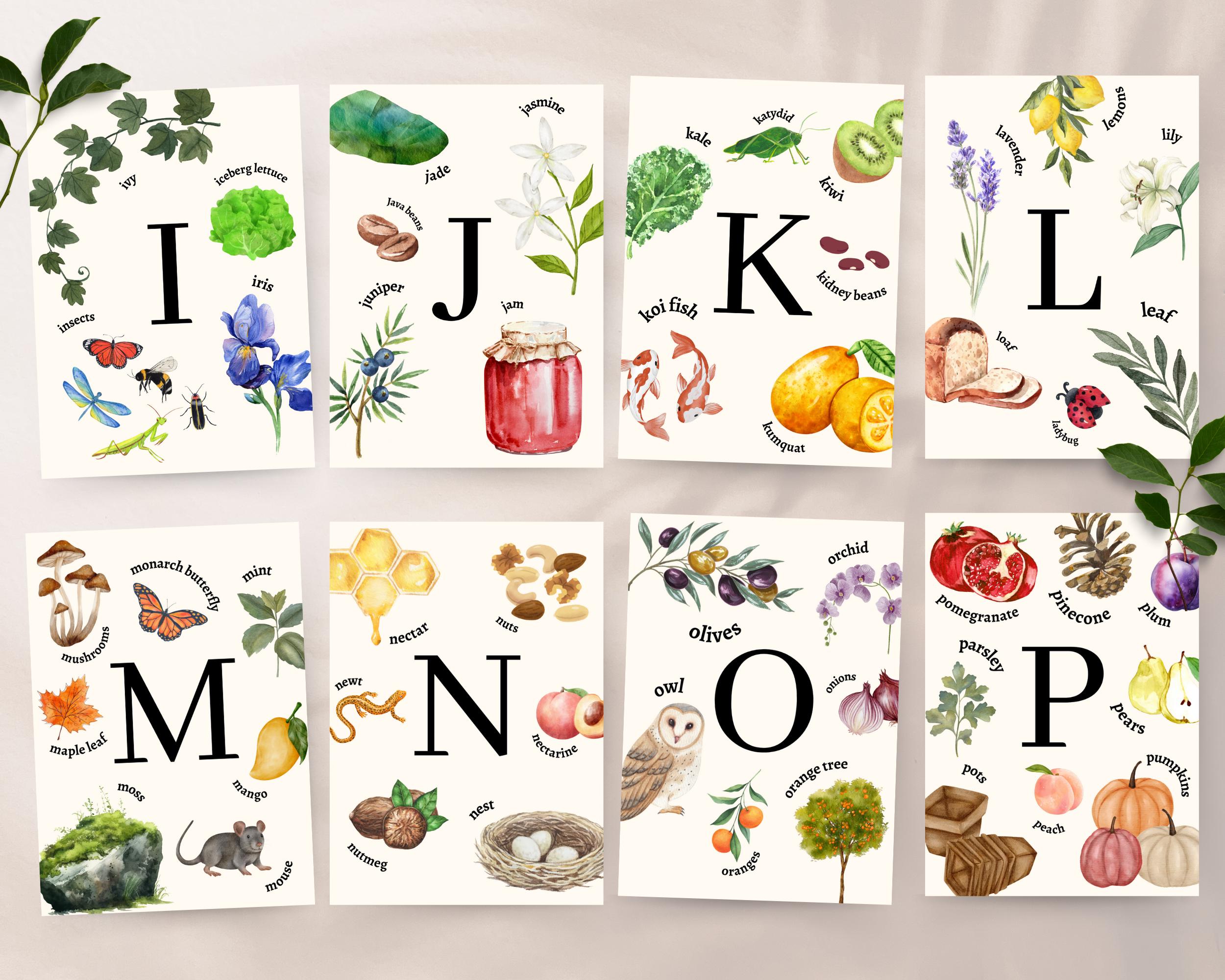 Garden Alphabet Flashcards Printable | Botanical Nature Scavenger Hunt ...