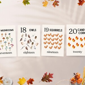 Fall Number Cards 1-20 Printable Flash Cards | Montessori 3 Part Cards ...