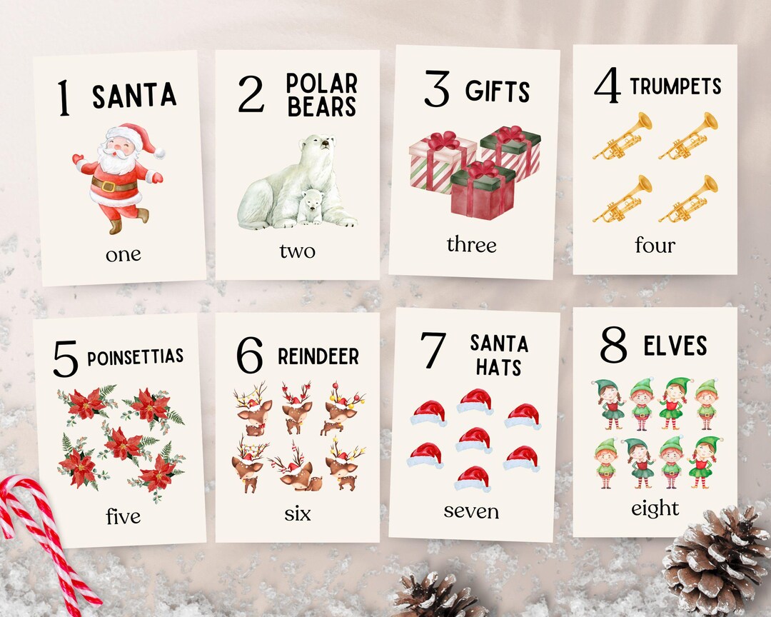 Winter Number Cards | Christmas Numbers 1-20 Printable Flash Cards | 3 ...
