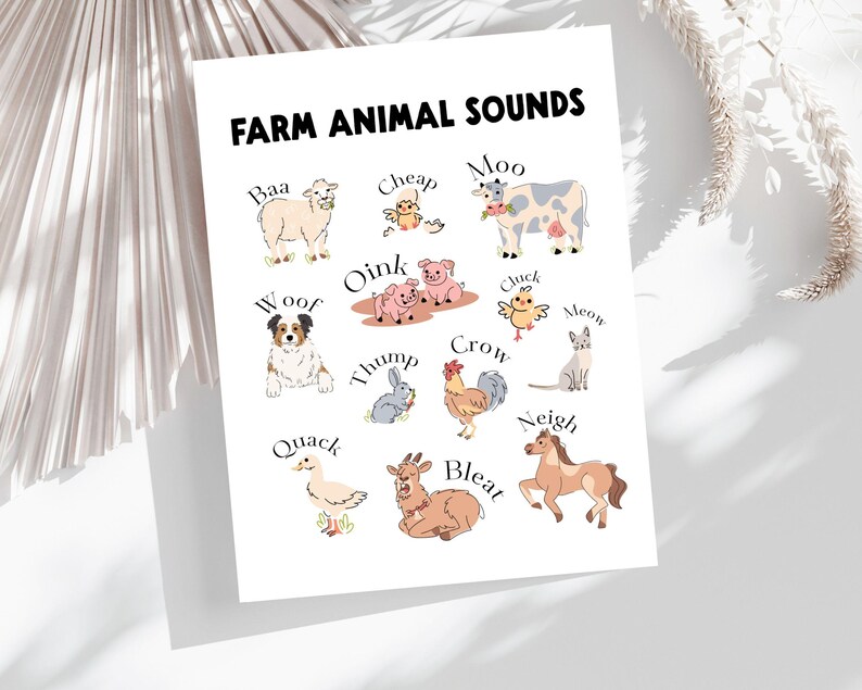 Farm Animal Sounds Wall Art for Kids | Educational Preschool Learning ...