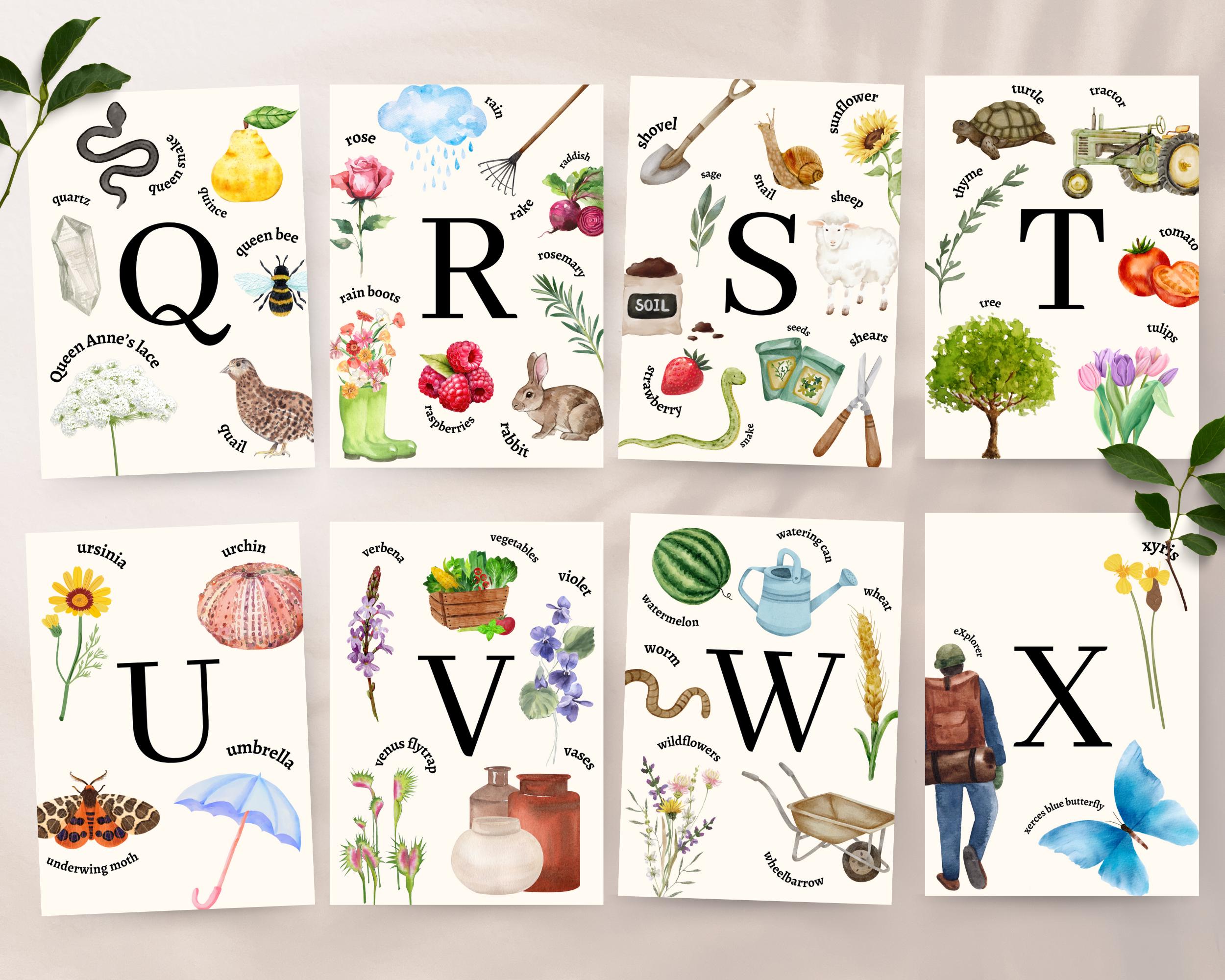 Garden Alphabet Flashcards Printable | Botanical Nature Scavenger Hunt ...