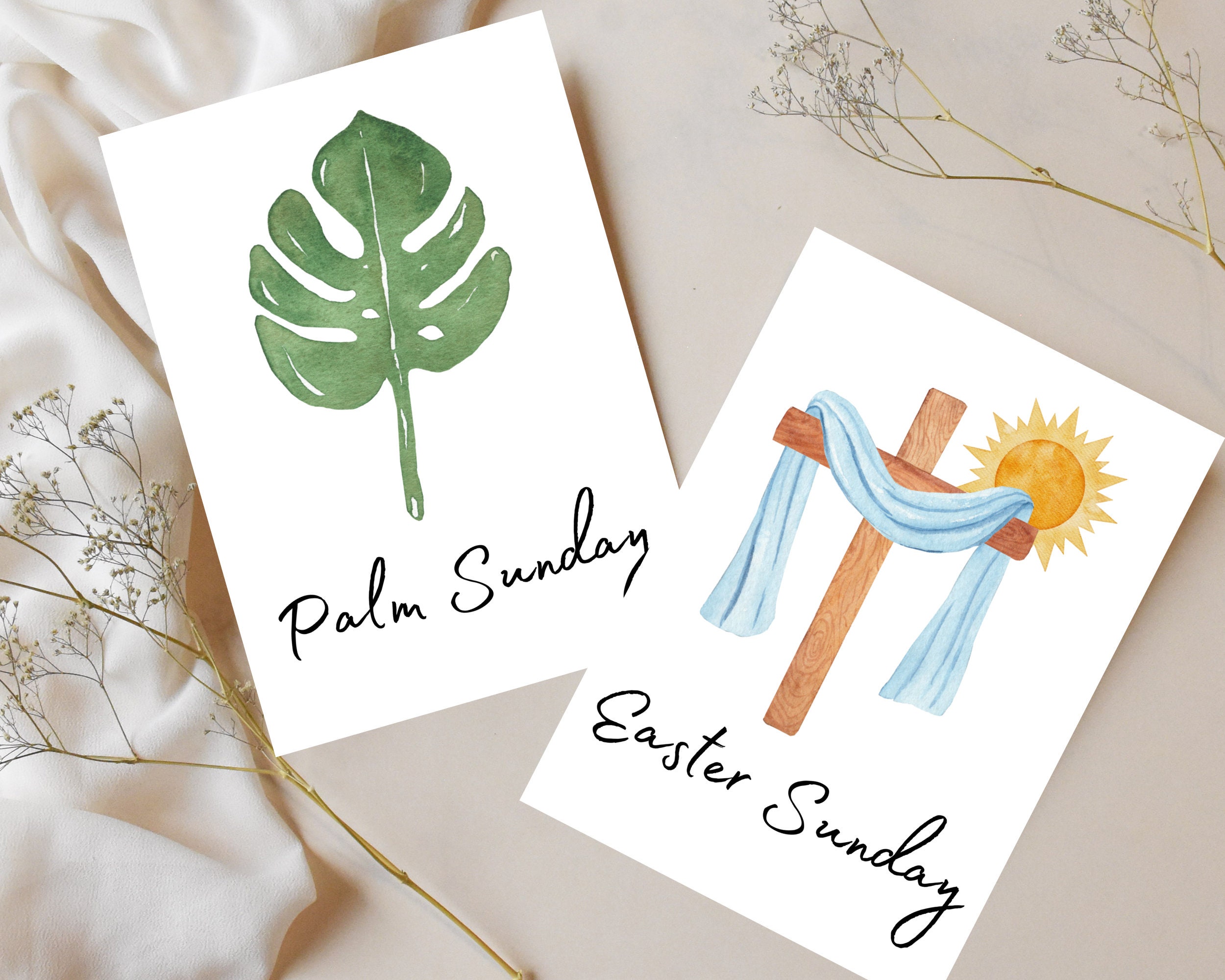 Holy Week Cards Printable 40 Days of Lent Easter Story Cards Ash ...
