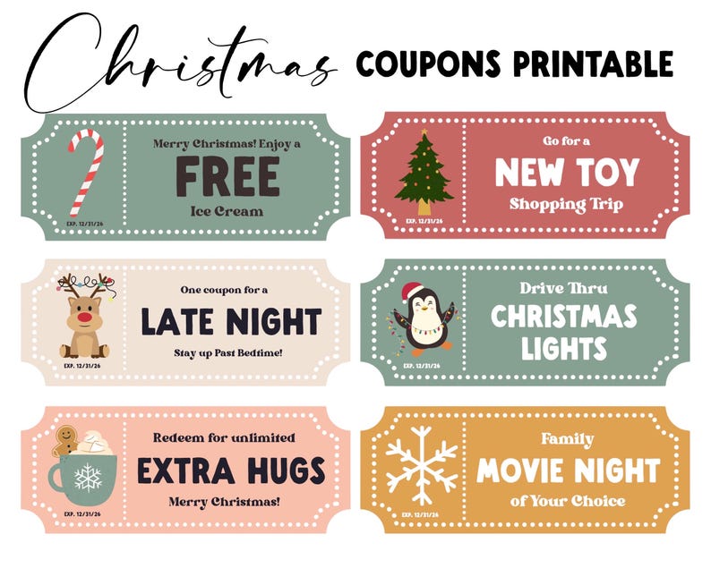 Personalized Christmas Coupon Book: Printable Holiday Reward Cards for ...