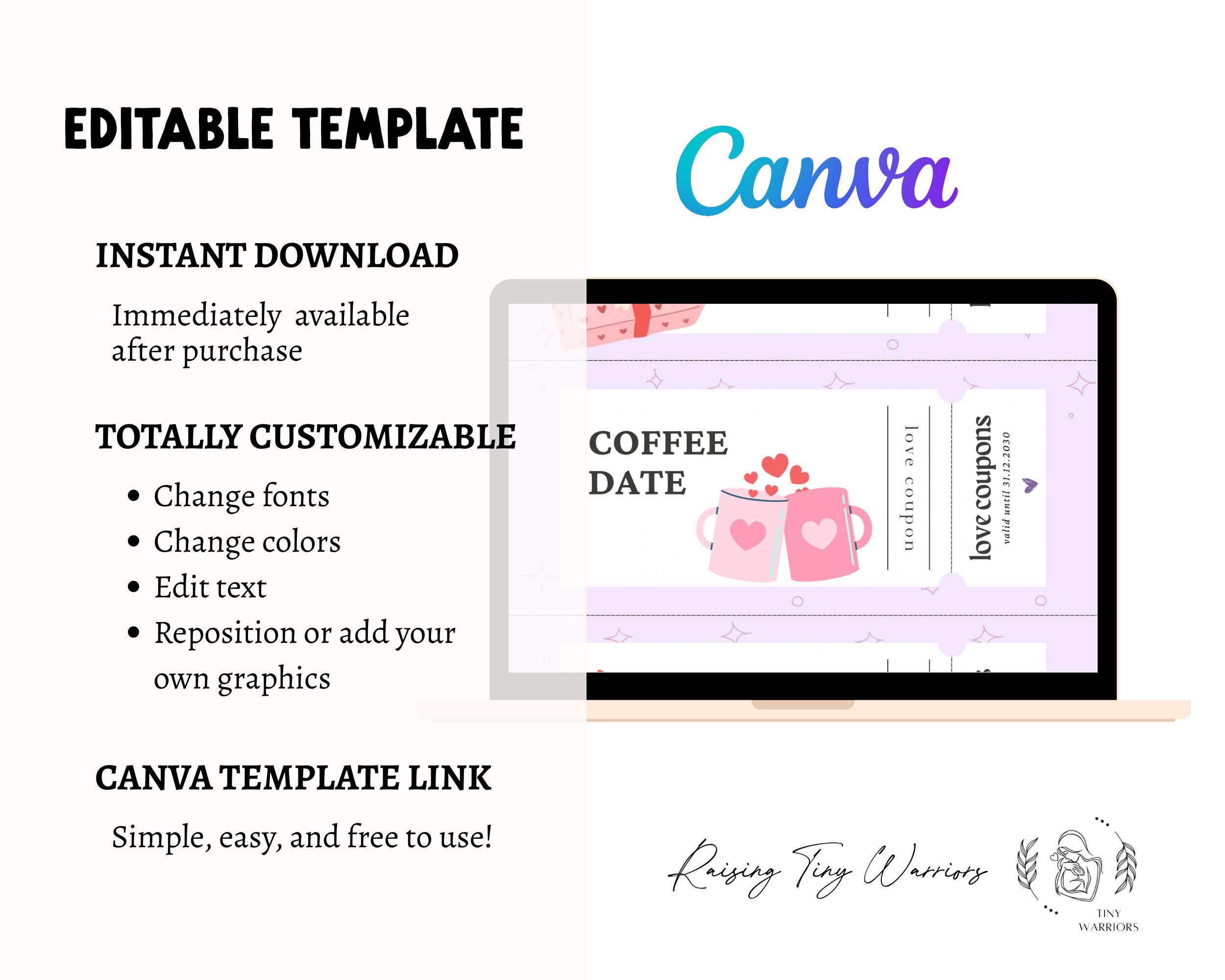 Valentine’s Day Printable Coupon Book | DIY Editable Love Coupons for ...