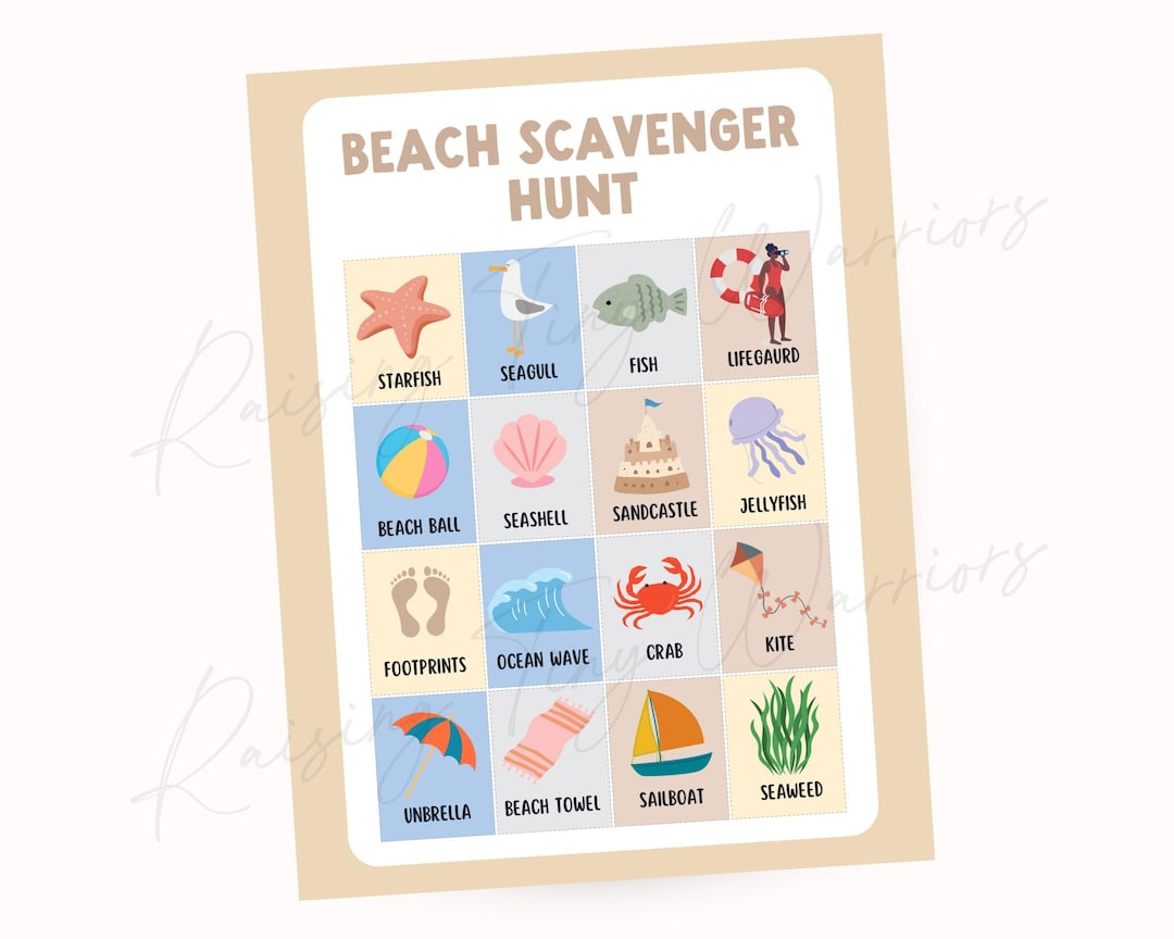 Beach Field Trip Printable | Beach Scavenger Hunt Game, Preschool Sea ...