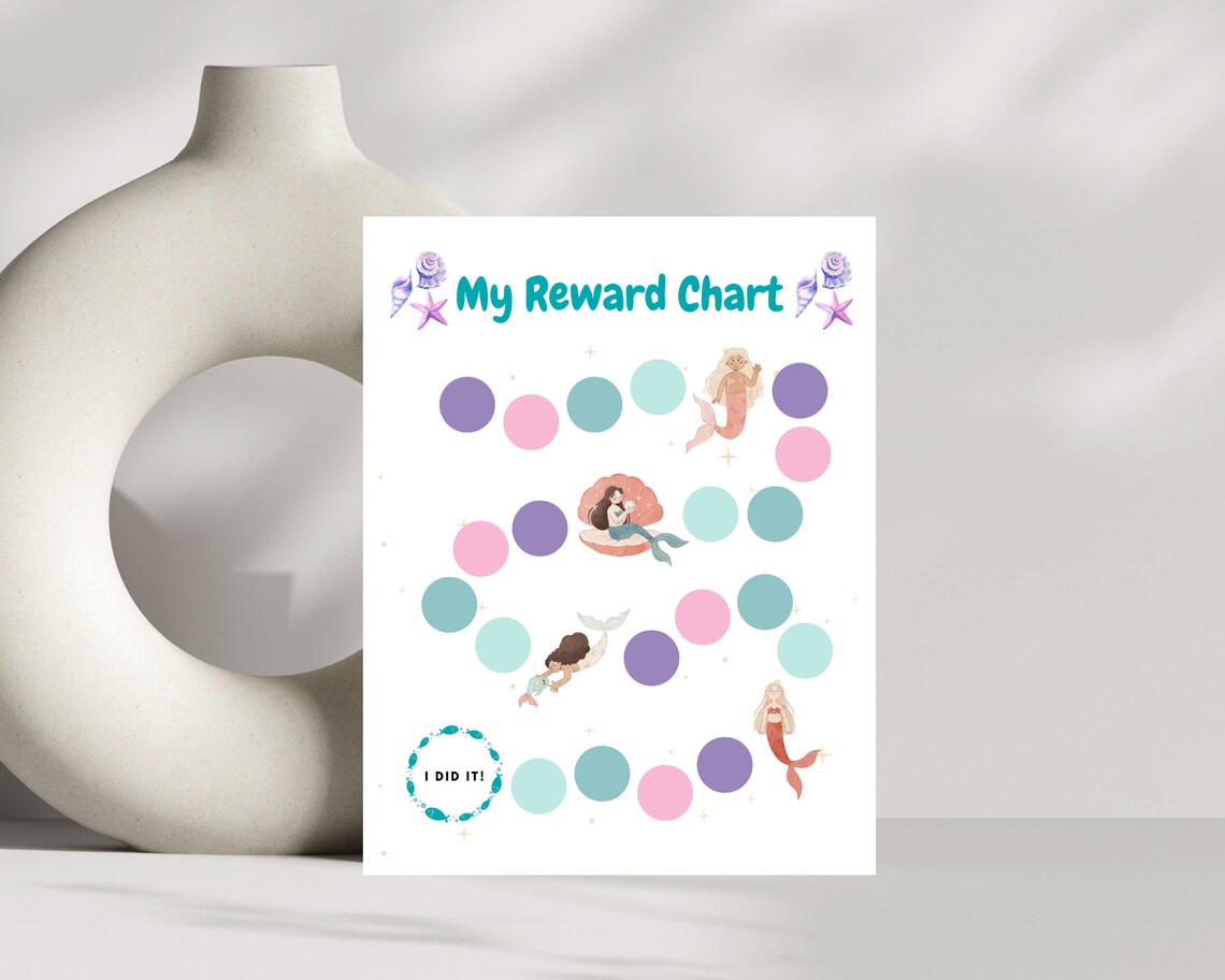 Mermaid Toddler Reward Chart Potty Training Chart Printable Daily ...