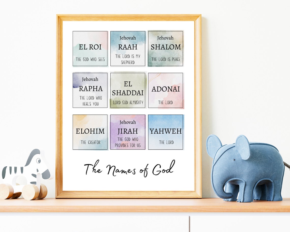 Hebrew Names of God: Pastel Watercolor Christian Wall Art (digital ...
