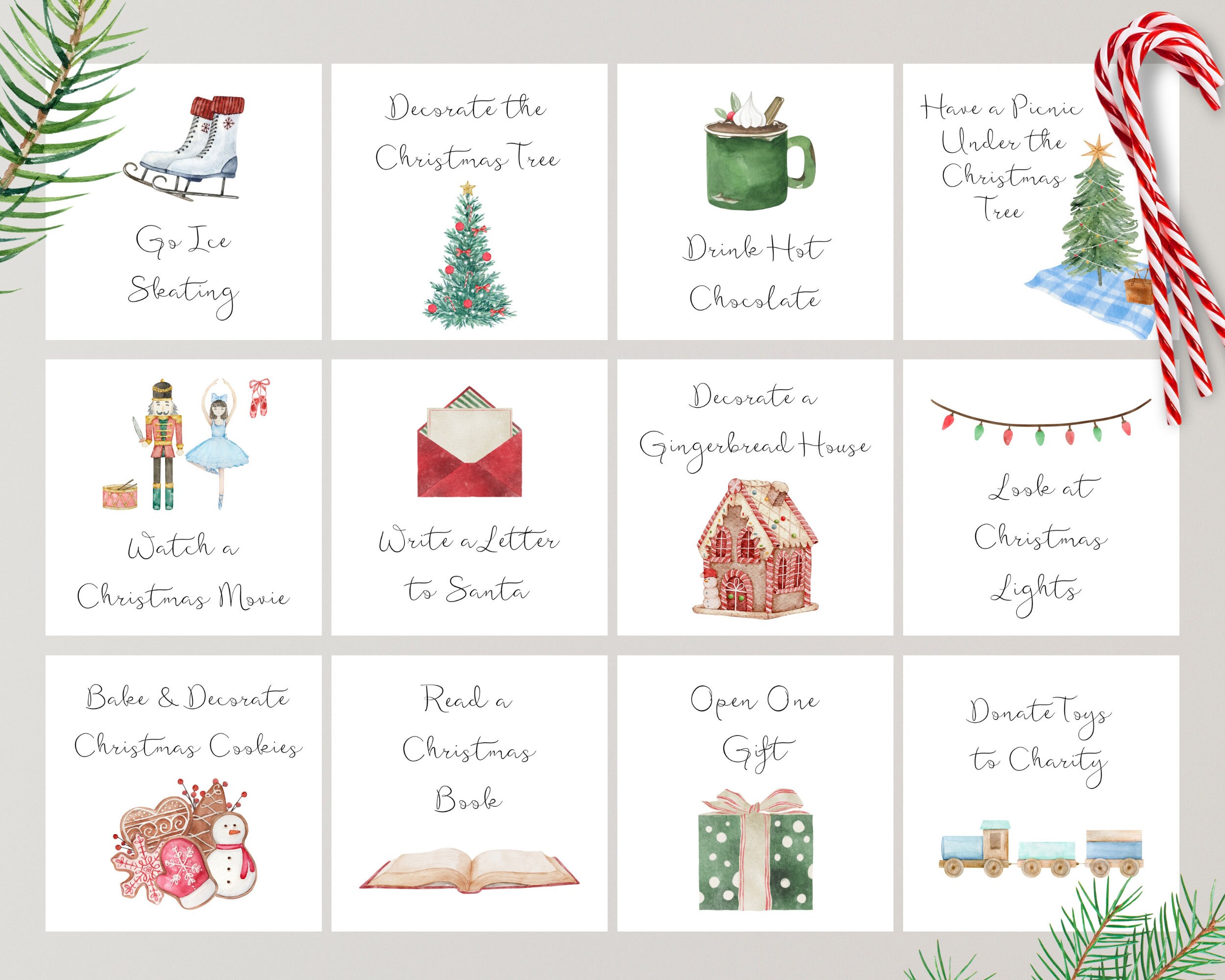 Kids Christmas Bucket List: Printable Advent Calendar Activity Cards ...