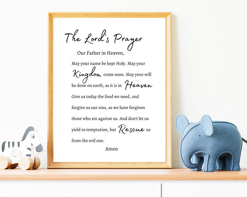 The Lords Prayer Wall Art Christian Scripture Print Kids Sunday School ...