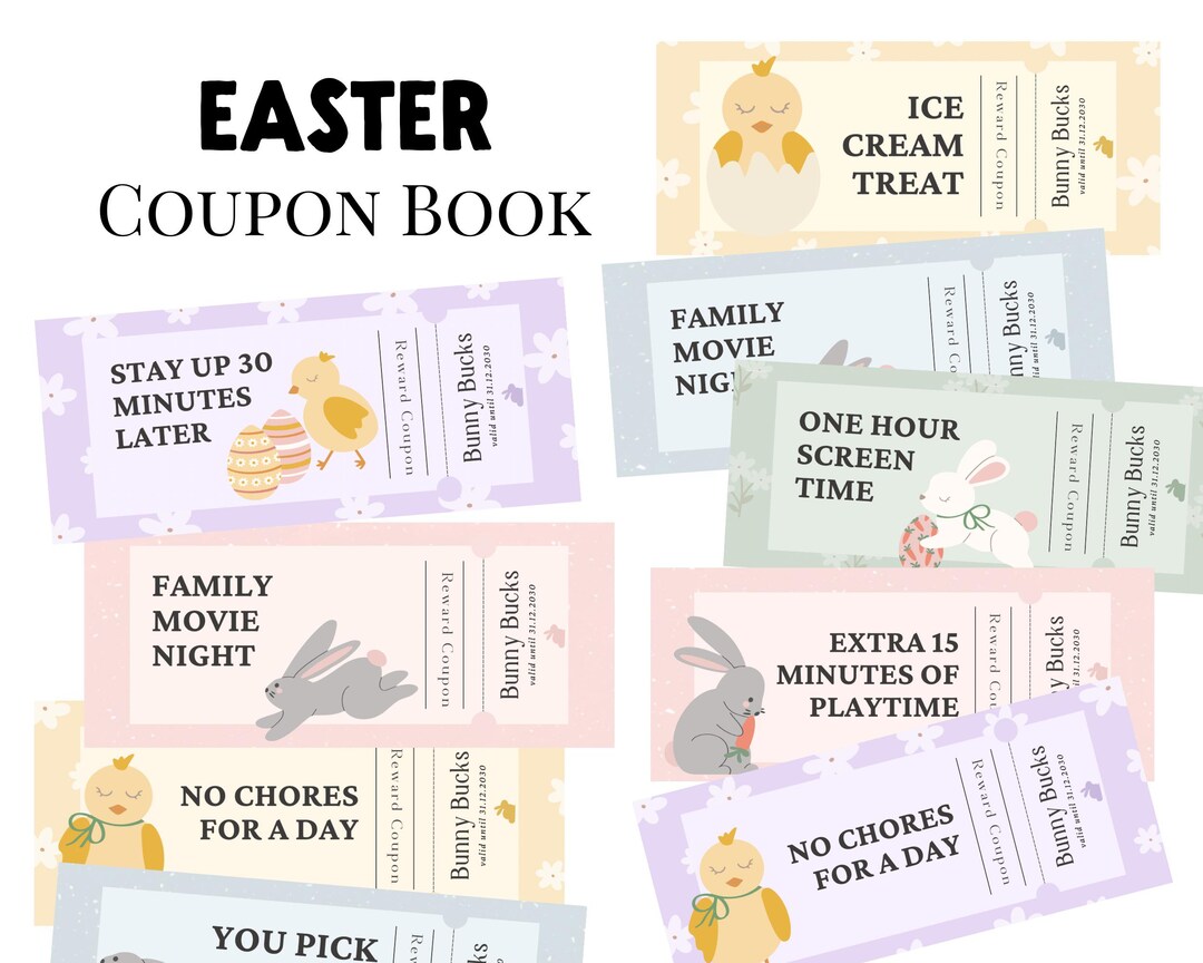 Editable Easter Coupon Book Template | Non-candy Easter Egg Hunt ...