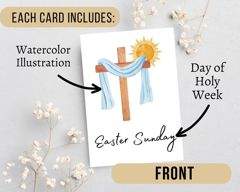Holy Week Cards Printable 40 Days of Lent Easter Story Cards Ash ...