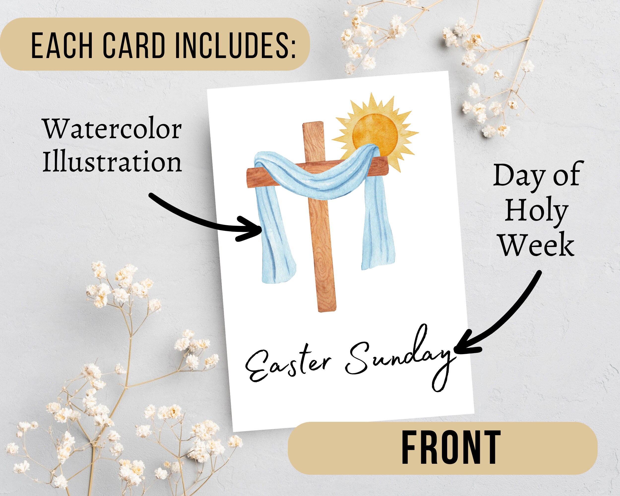 Holy Week Cards Printable 40 Days of Lent Easter Story Cards Ash ...