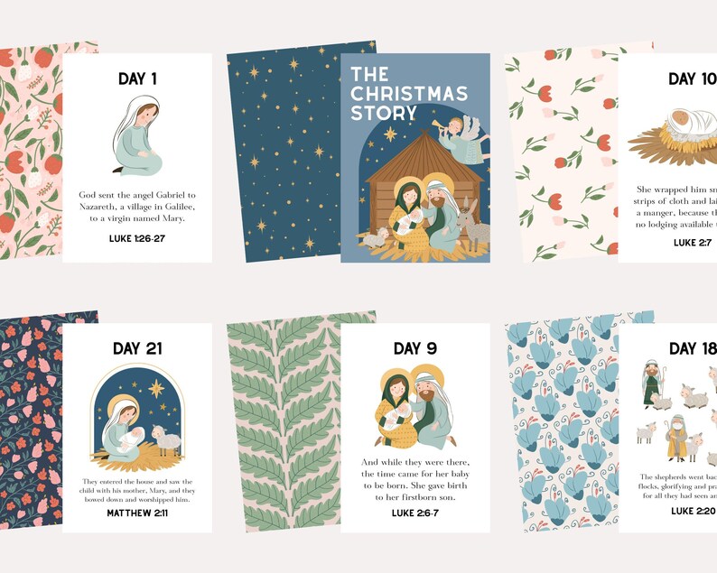 Christmas Story Advent Cards, Printable Nativity Flashcards for Kids ...