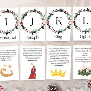 ABC Christmas Alphabet Cards Advent Scripture Cards for Kids Printable ...