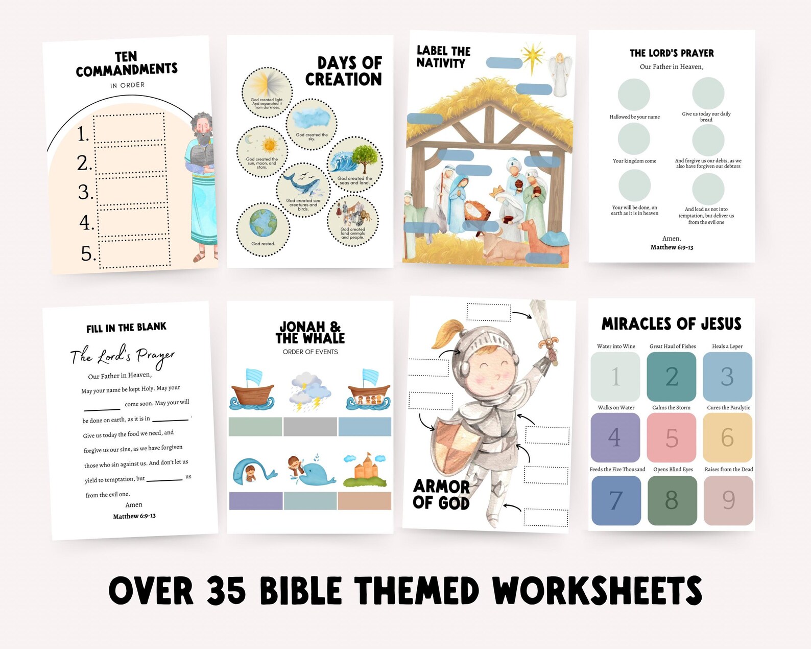 Christian Bible Worksheets for Kids | Toddler Busy Book Printable ...