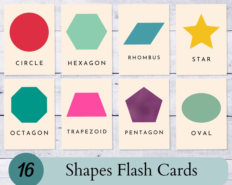 16 Shapes Flashcards Preschool Flash Cards Early Learning - Etsy