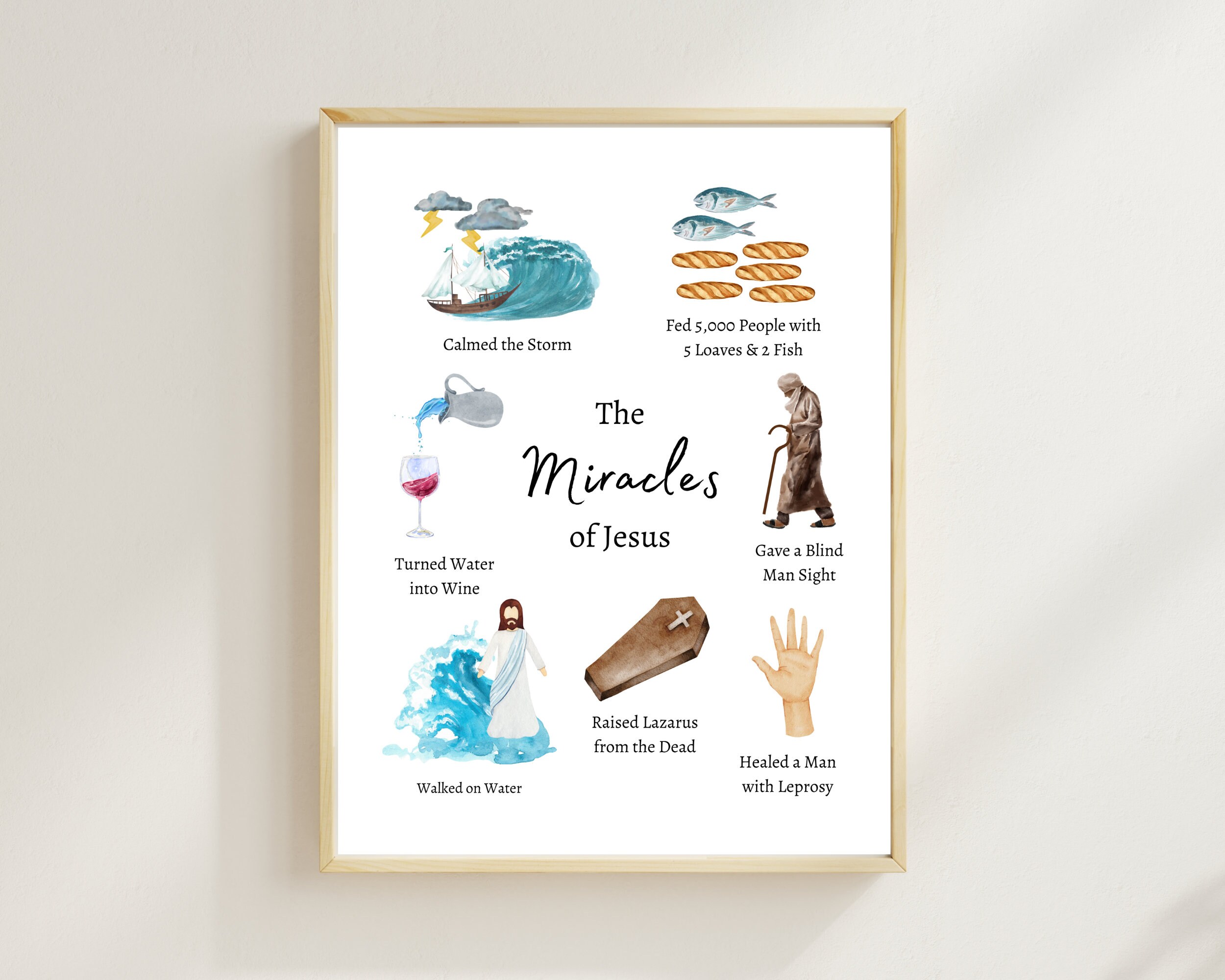 Miracles of Jesus Wall Art: Christian Nursery Decor (digital Download ...