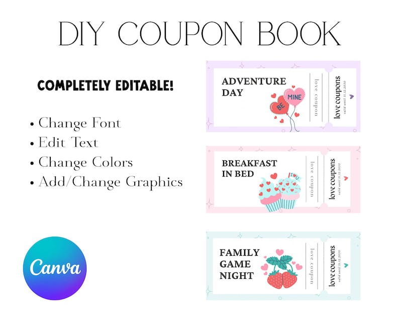 Valentine’s Day Printable Coupon Book | DIY Editable Love Coupons for ...