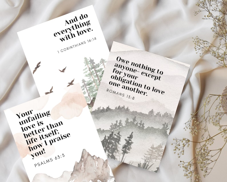 Gods Love Bible Verse Cards Valentine Card Set Daily Bible Verse Love ...