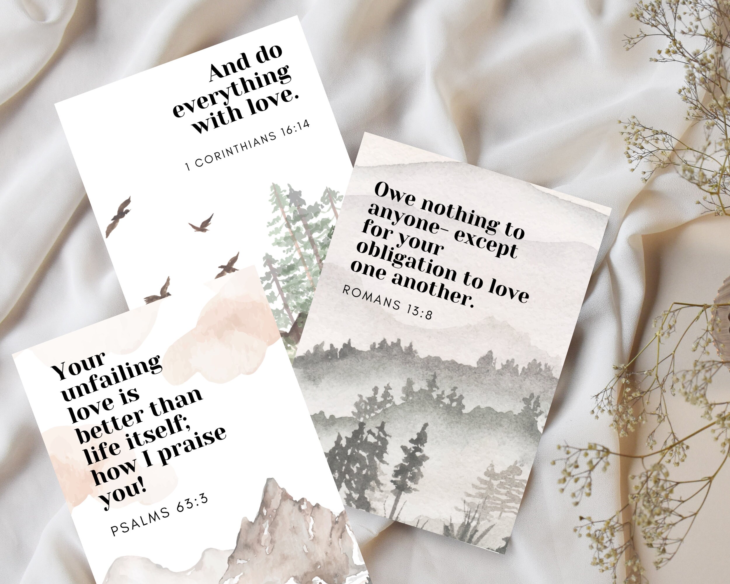 Gods Love Bible Verse Cards Valentine Card Set Daily Bible Verse Love ...