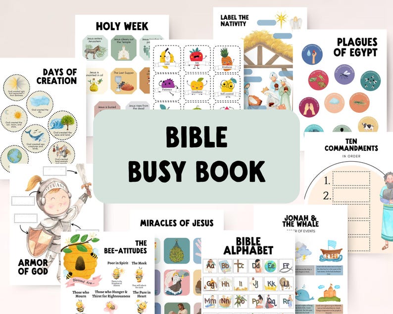 Bible Busy Book Bundle | Printable Christian Toddler Activity | Sunday ...