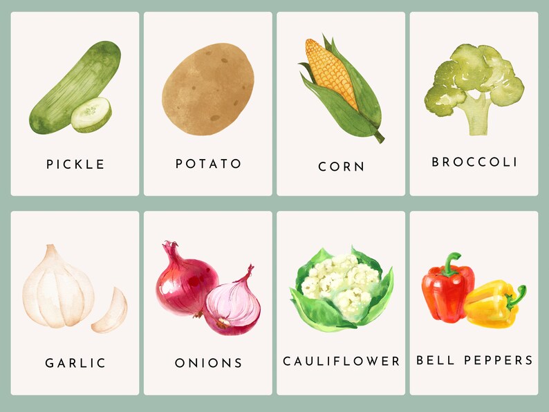 32 Fruits and Vegetables Flashcards Farmers Market Montessori ...