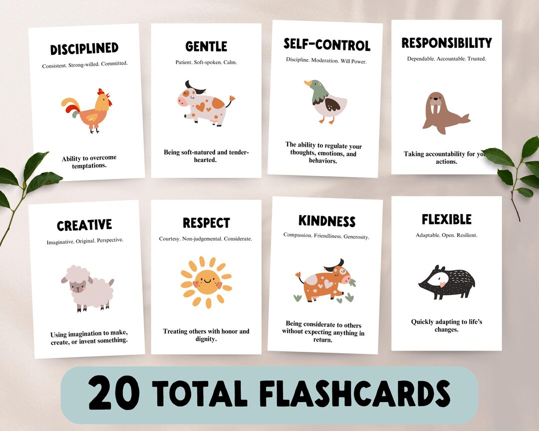 Character Trait Cards for Kids | Core Values | Character Development ...