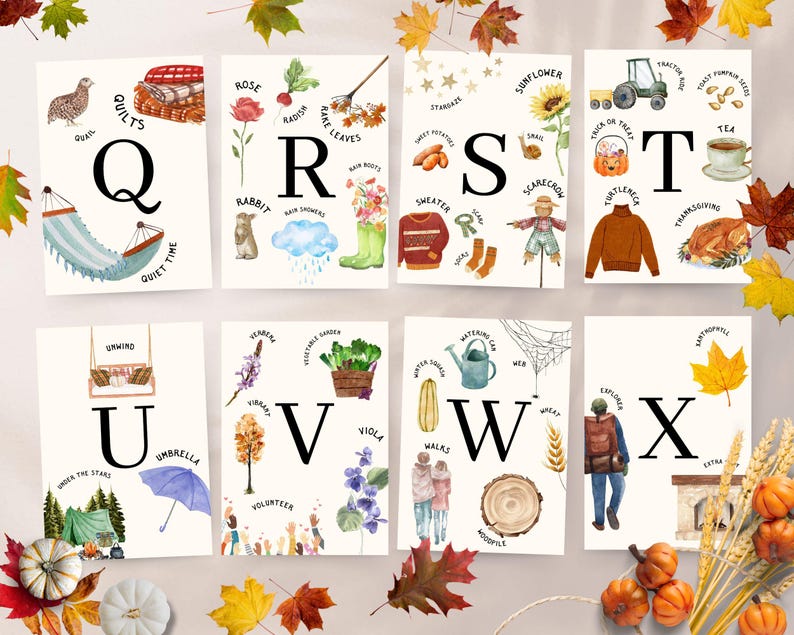 Autumn ABC Cards | Fall Alphabet Cards | Nature Unit Study | Homeschool ...