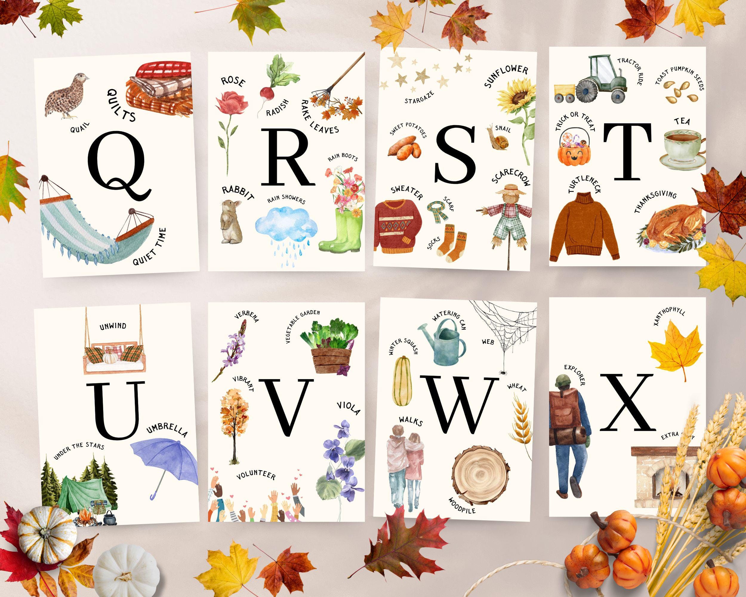 Autumn ABC Cards | Fall Alphabet Cards | Nature Unit Study | Homeschool ...