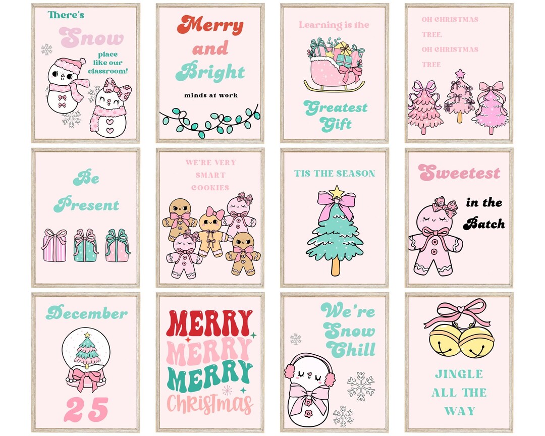 Pink Retro Christmas Classroom Winter Display, Bulletin Board ...