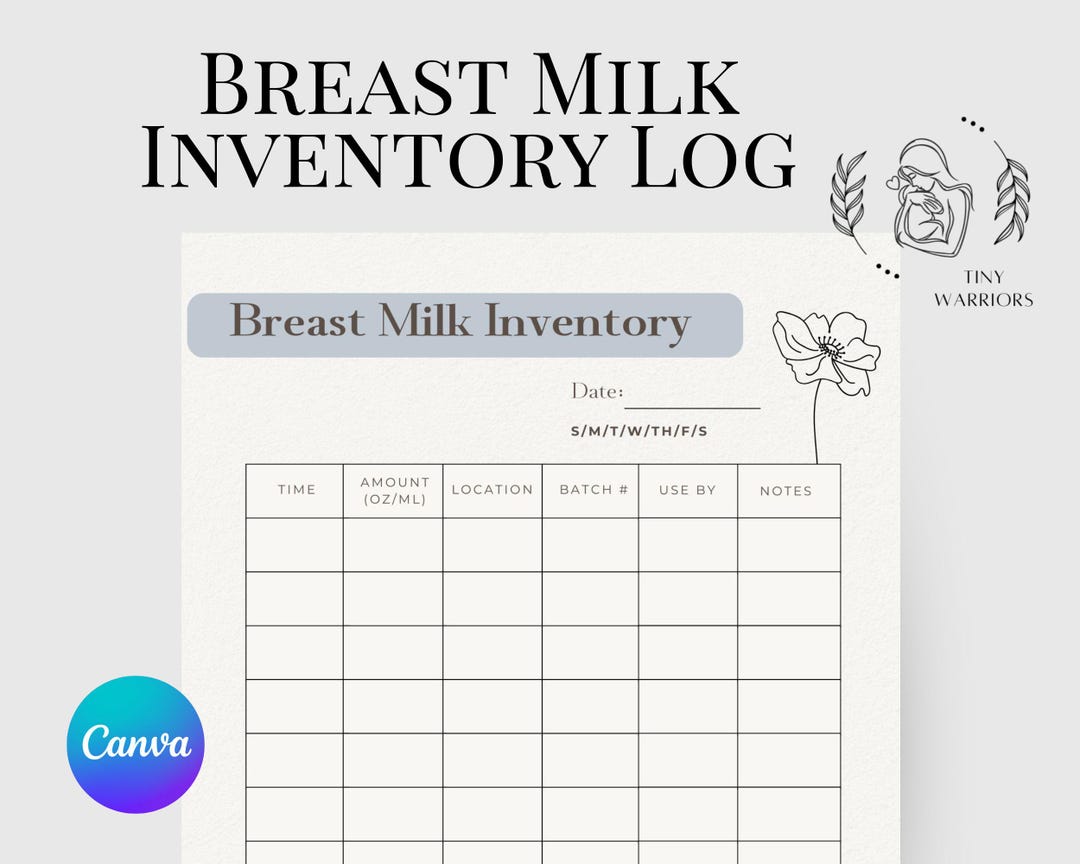 Breastmilk Inventory Printable Tracker | Breastmilk Storage Log ...