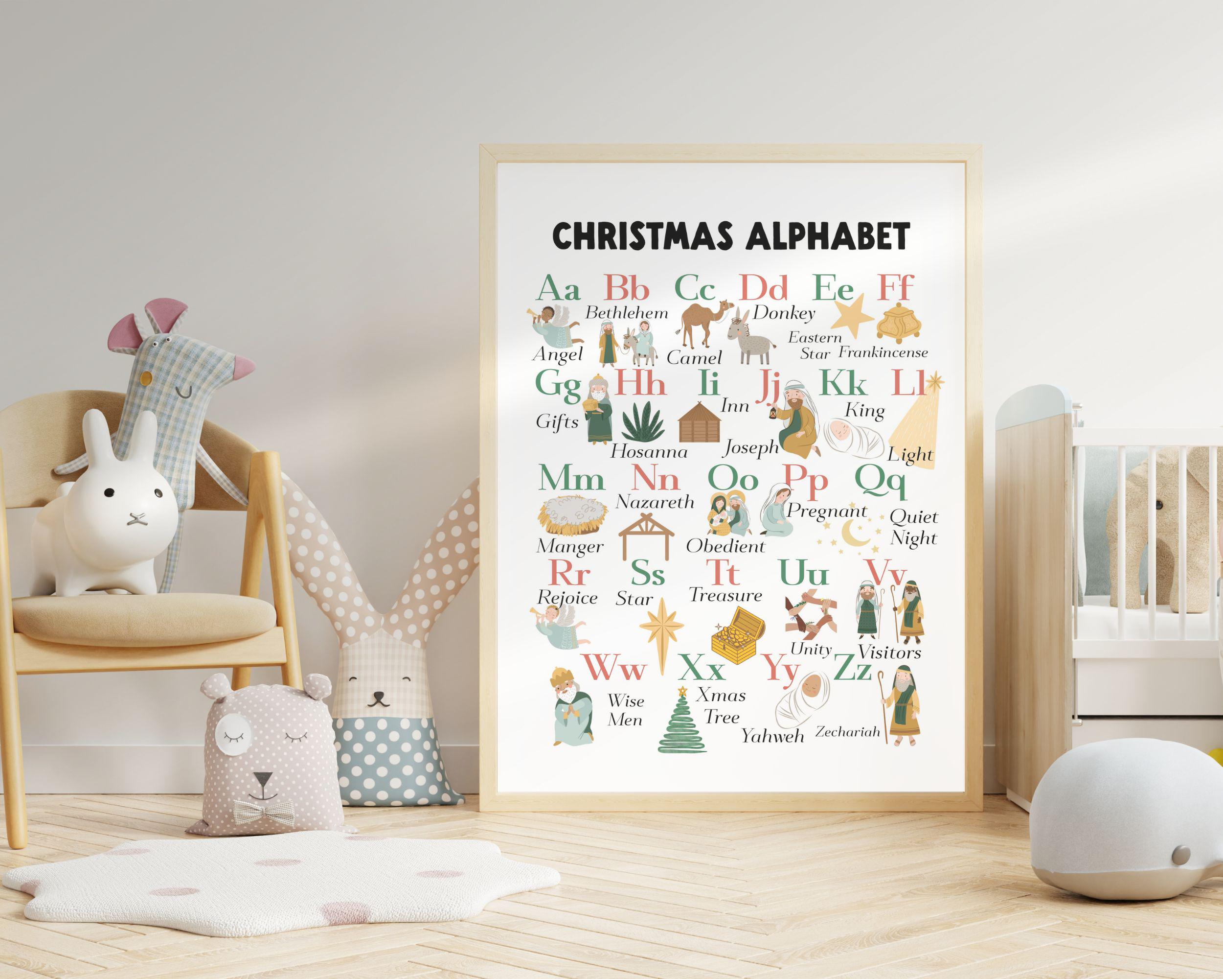 Christian Alphabet Wall Art | Christmas Nativity ABC Print for Kids ...