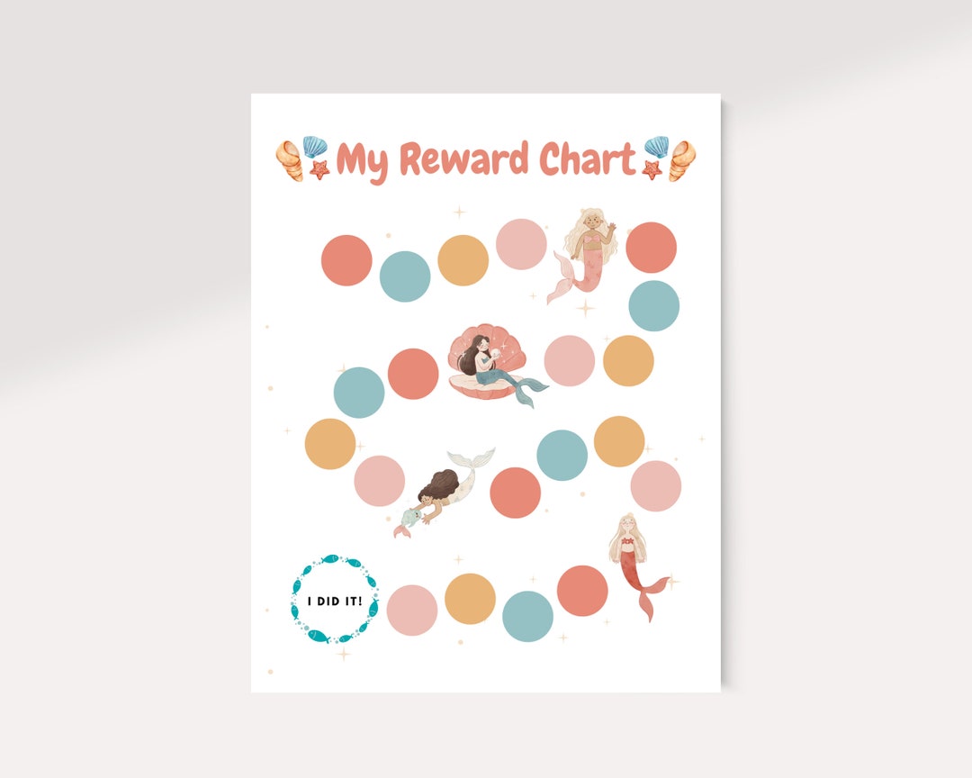 Mermaid Toddler Reward Chart Potty Training Chart Printable Daily ...