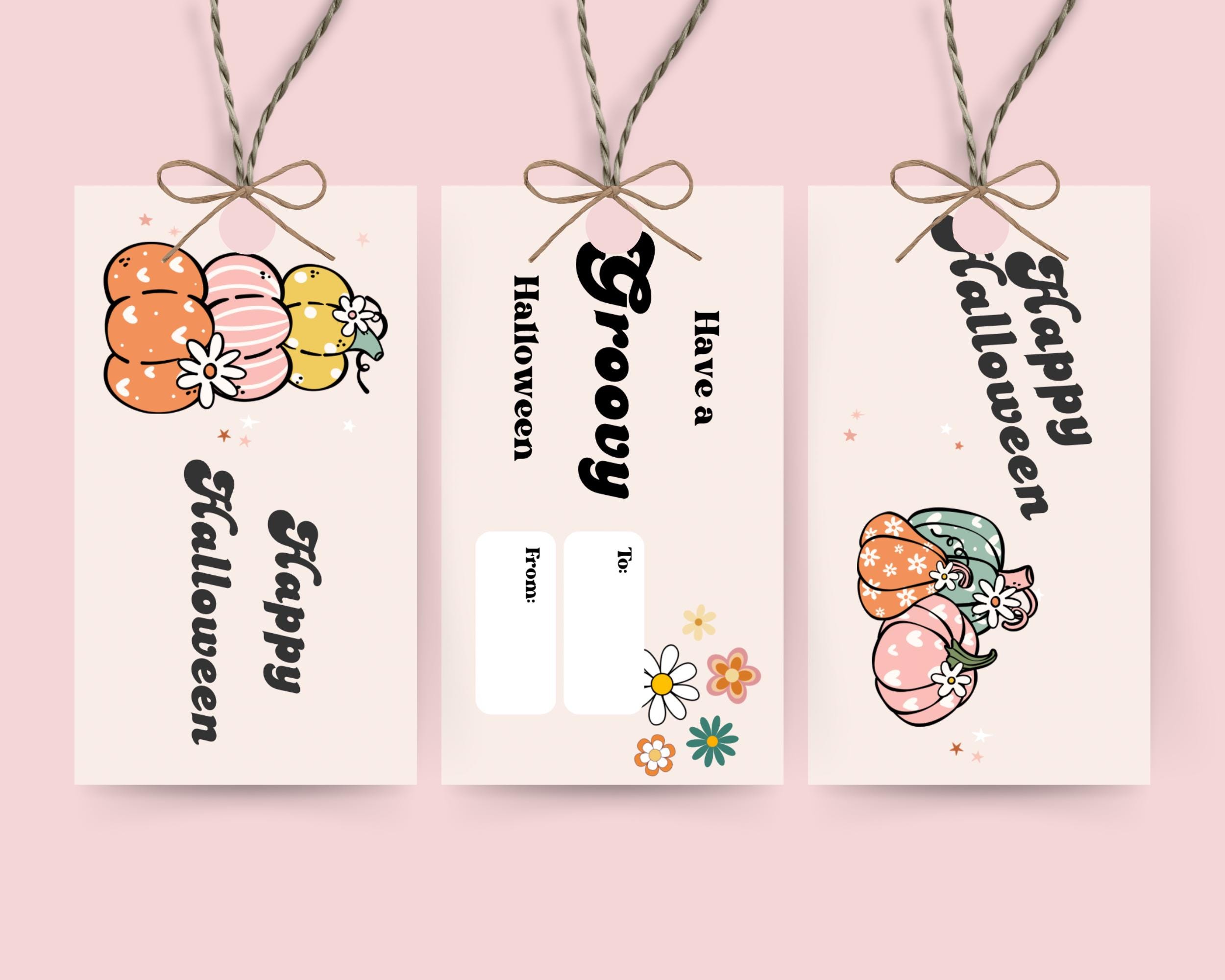 Groovy Retro Halloween Gift Tags | Halloween Boo Basket | Trick or ...