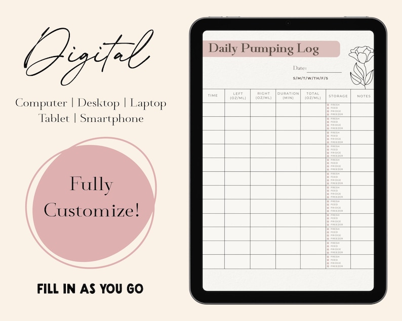 Baby Breast Milk Pumping Log for Exclusive Pumping & Breastfeeding ...
