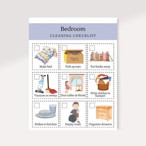Kids Cleaning Checklists With Visual Images | Kids Daily Routine Chore ...