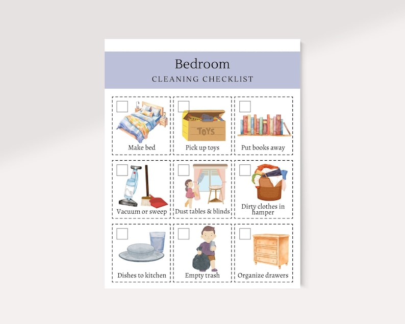 Kids Cleaning Checklists With Visual Images | Daily Routine Chore ...