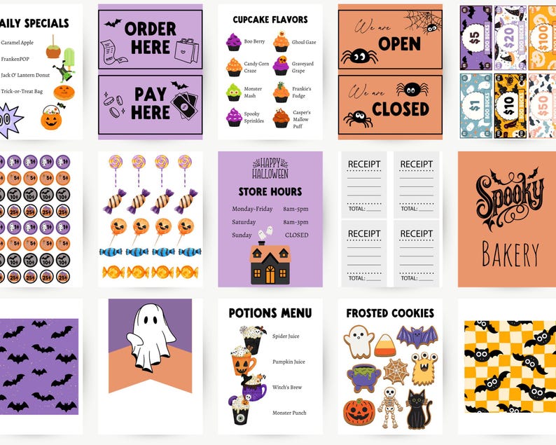 Halloween Pretend Play Kitchen Printables | Spooky Bakery Treat Shop ...