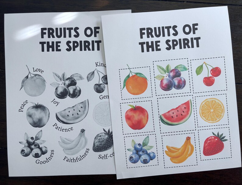 Fruits of the Spirit Matching Game | Bible Busy Binder (PDF) - Etsy