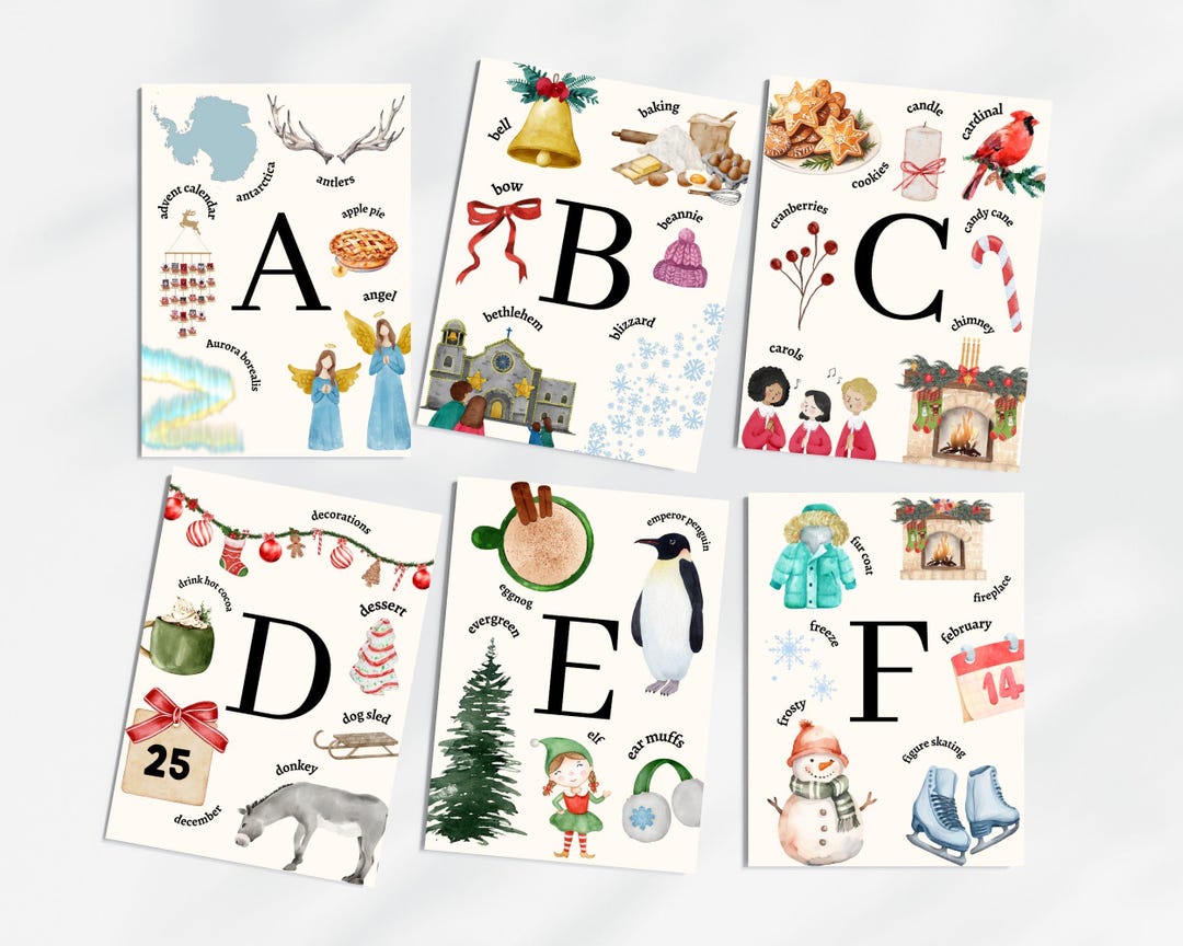 Winter Alphabet Cards: Printable Christmas ABC for Nature Study ...