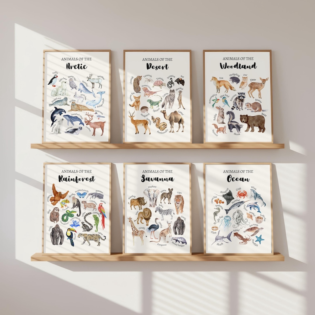 Animal Habitats Educational Prints for Kids | Montessori Taxonomy Wall ...