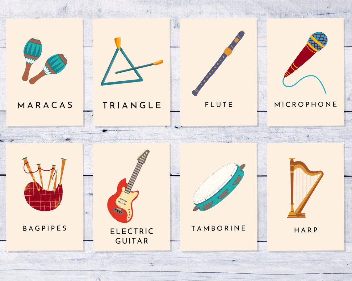 24 Montessori Musical Instruments Flashcards Music Education Learning ...