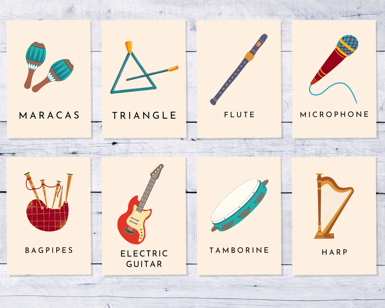 24 Montessori Musical Instruments Flashcards Music Education Learning ...