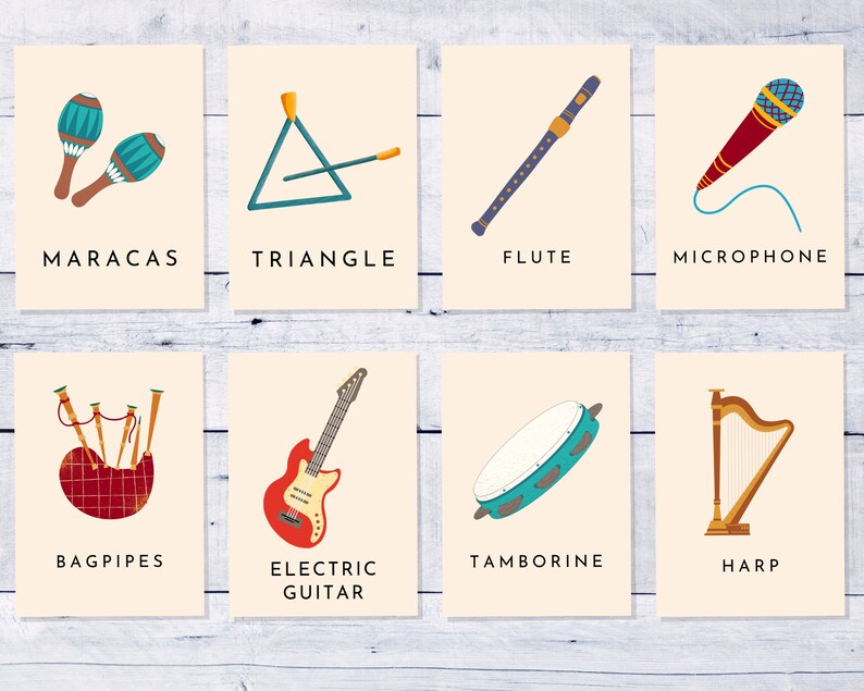 24 Montessori Musical Instruments Flashcards Music Education Learning ...